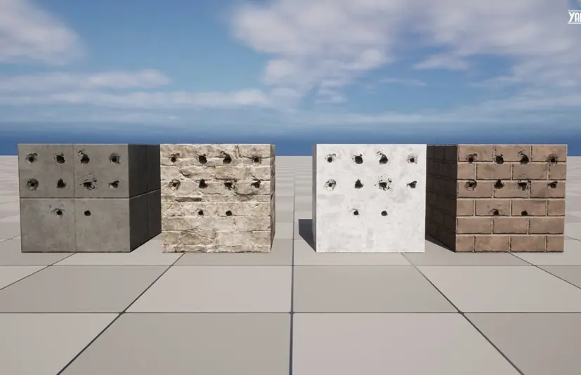 子弹冲击贴花第1卷 - 混凝土 Bullet Impact Decals Vol. 1 - Concrete - CG3DA